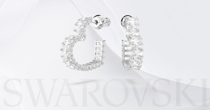 Hoa Tai Swarovski Trái Tim Heart Matrix Hoop Earrings 5653170